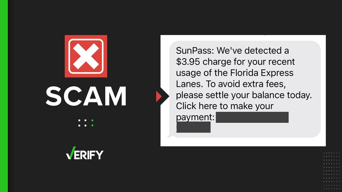 Unpaid SunPass tolls in text messages are a scam | 13newsnow.com