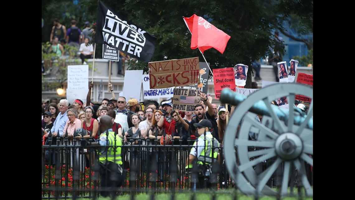 Unite the Right Rally largely outnumbered by counter-protesters ...