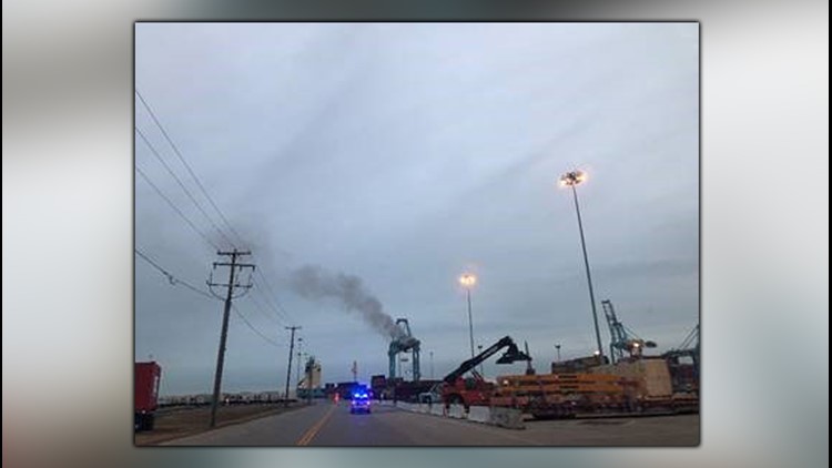 Container crane catches fire at Portsmouth Marine Terminal | 13newsnow.com