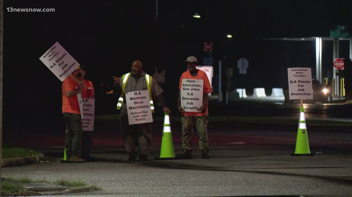 Port of Virginia halts operations after dock workers go on strike ...