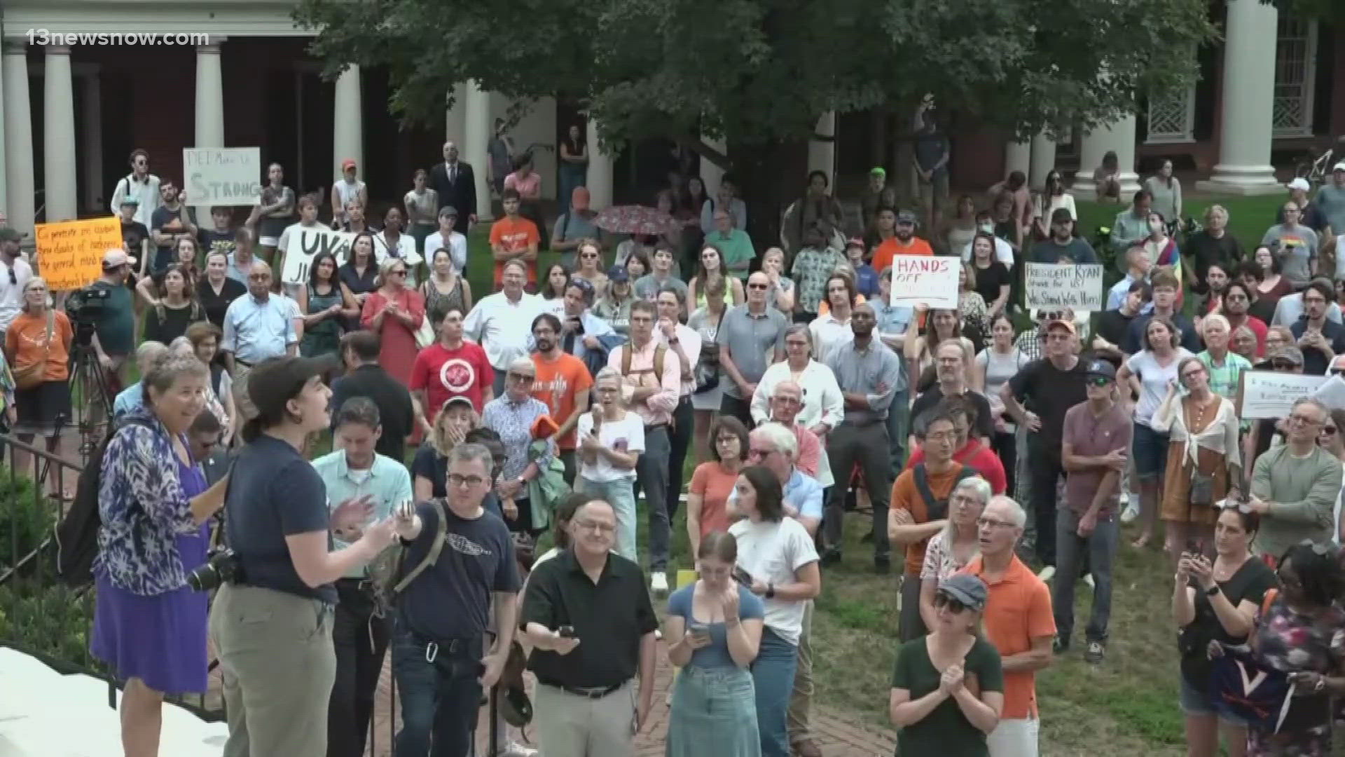 UVA students protest Jim Ryan's resignation amid DEI probe | 13newsnow.com