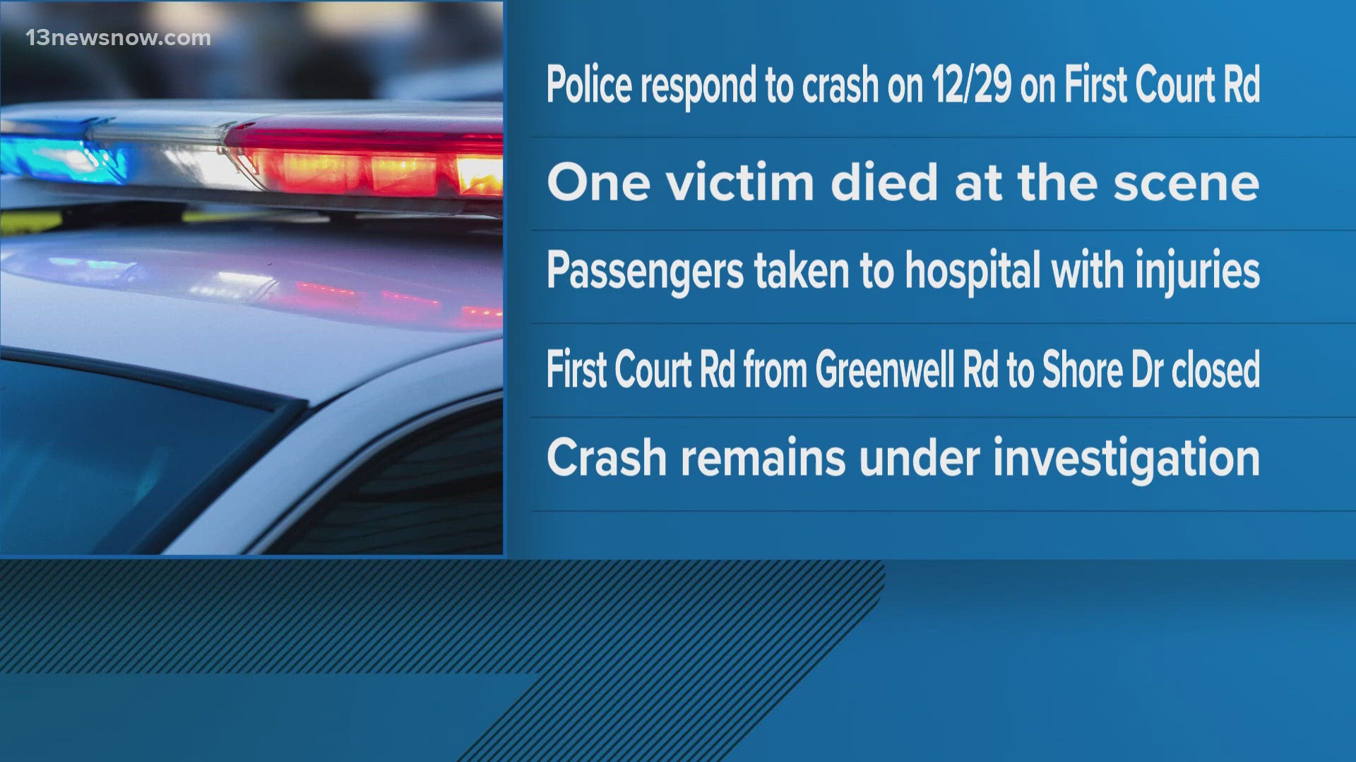 1 person dead after crash on First Court Road in Virginia Beach ...