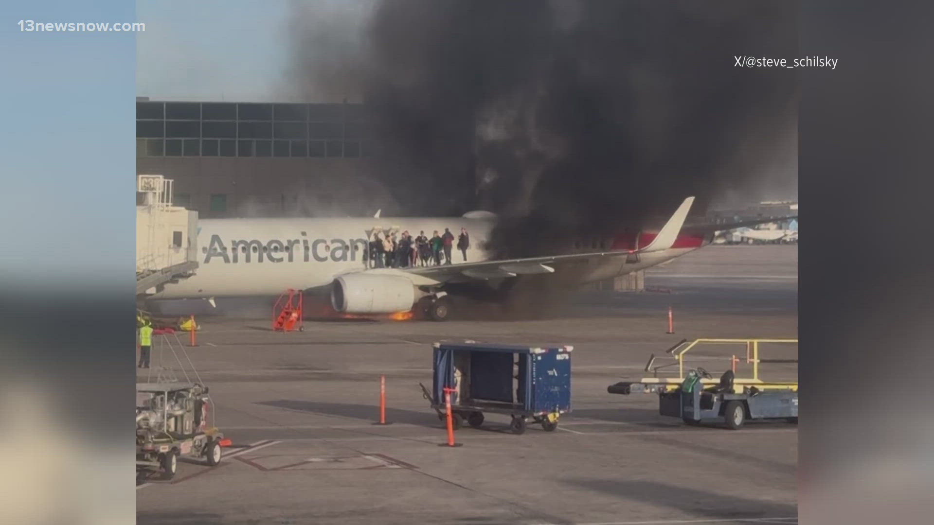 American Airlines plane catches fire at Denver airport gate | 13newsnow.com