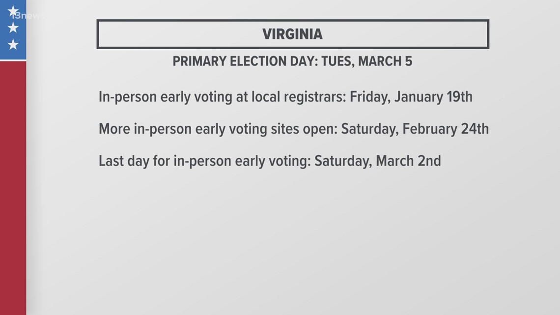 2024 presidential primary voting dates for Virginia, North Carolina ...