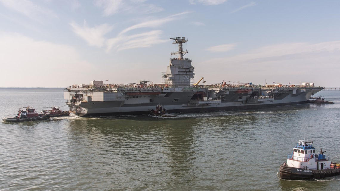 Newport News Shipbuilding launches aircraft carrier John F. Kennedy ...