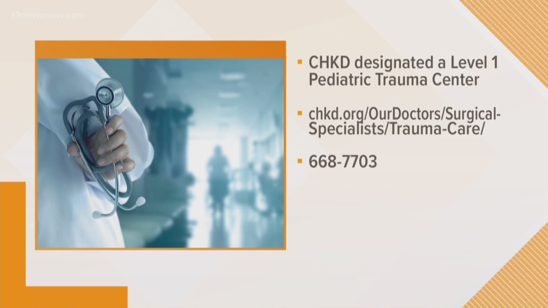 CHKD earns Level 1 Pediatric Trauma Center designation | 13newsnow.com