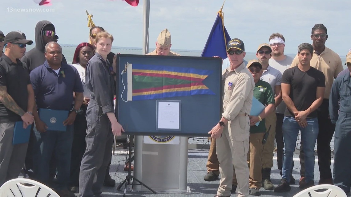 USNS Supply crew receives Navy Unit Commendation award | 13newsnow.com