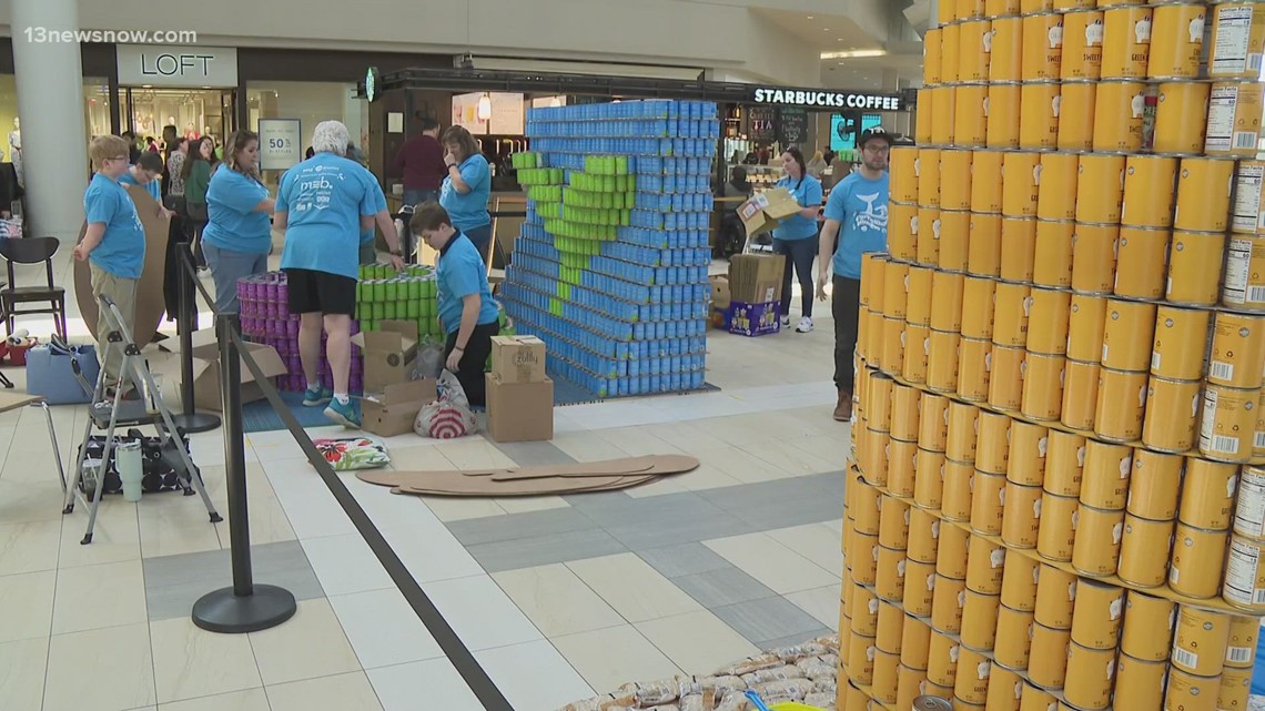 Pros build structures out of cans of food to benefit the Foodbank ...