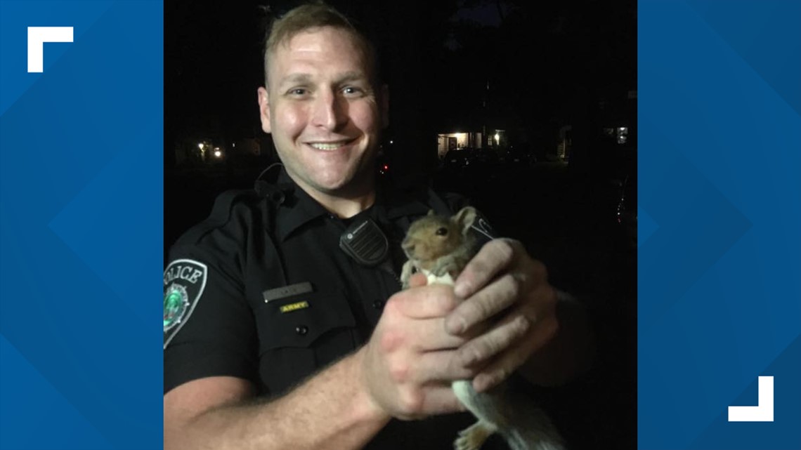 Newport News police officer removes squirrel from fireplace | 13newsnow.com