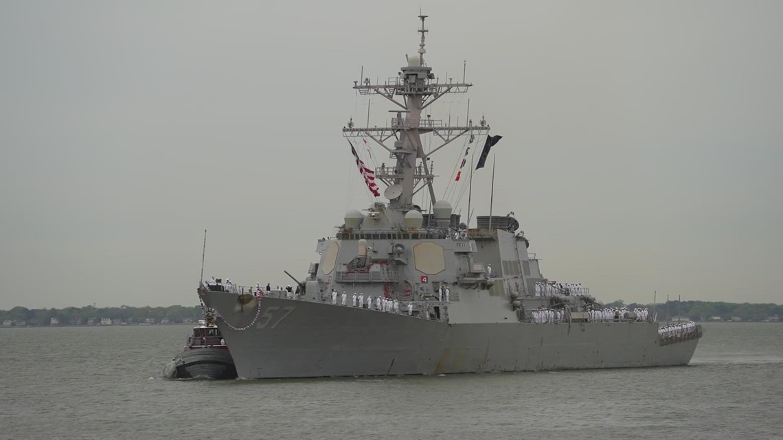 USS Mitscher returns home to Norfolk after unexpected surge deployment ...