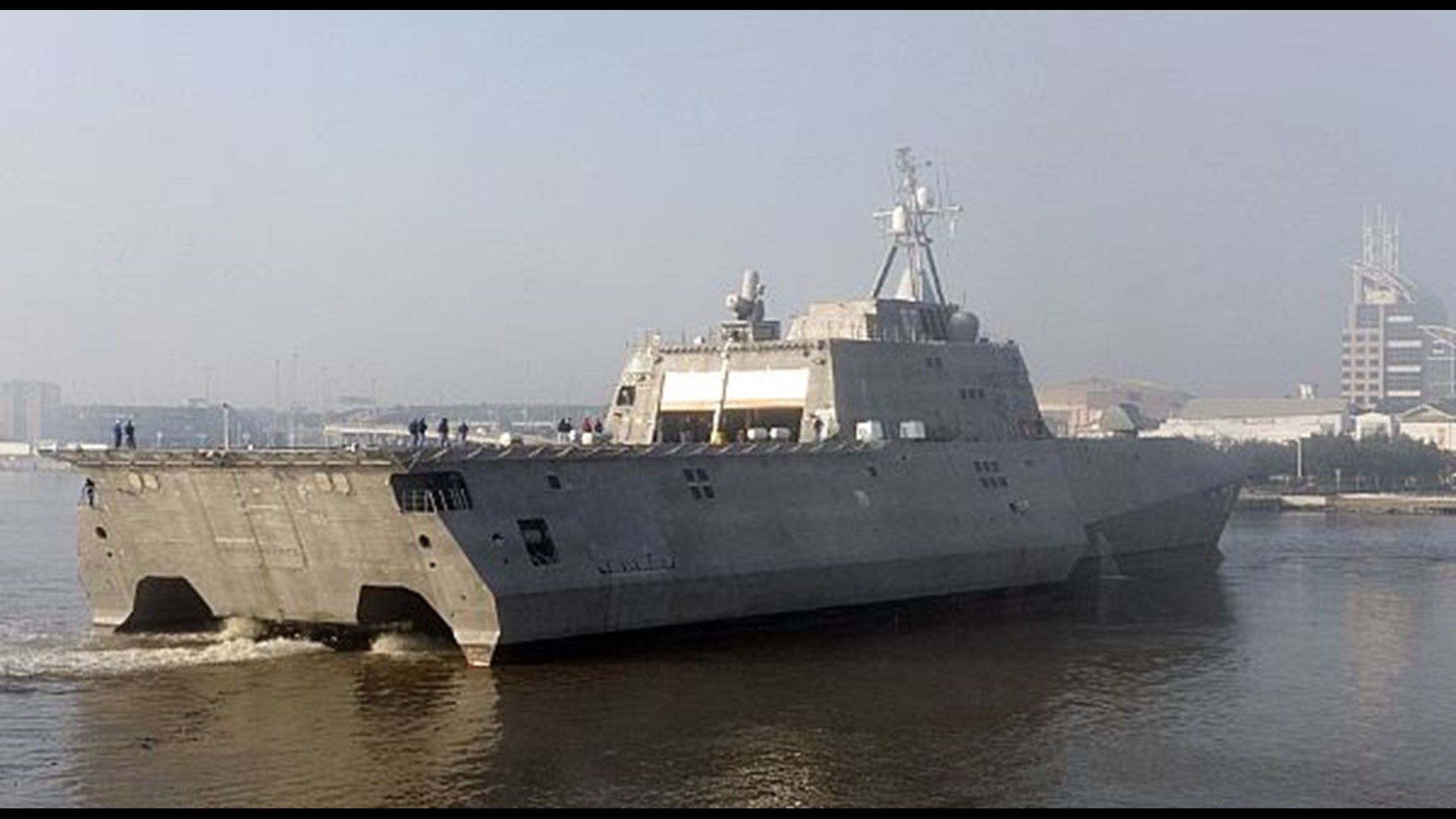 Navy's aluminum trimaran vessel arrives at Naval Station Norfolk ...