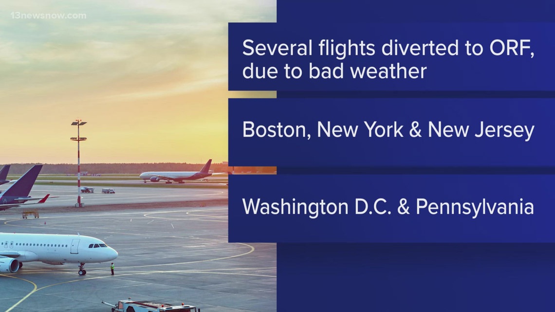 Northeast flights diverted to Norfolk International Airport due to severe weather | 13newsnow.com