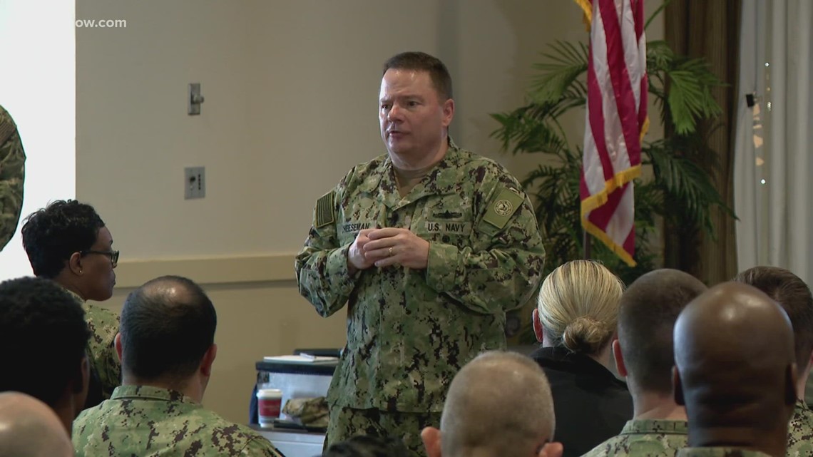 Chief of Naval Personnel holds all-hands call at Naval Station Norfolk ...