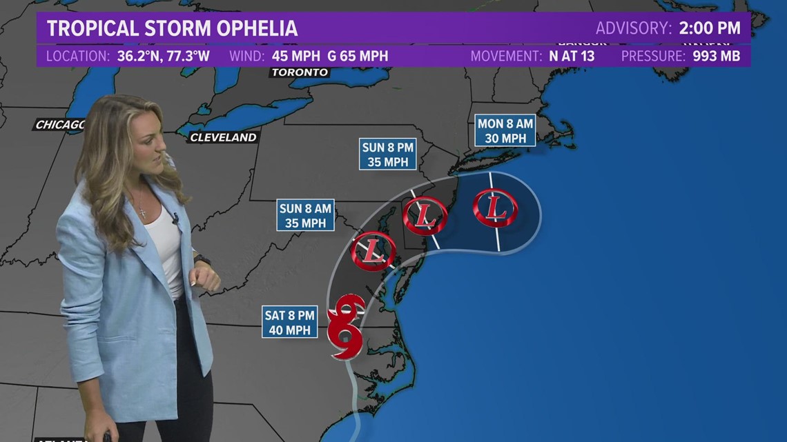 In The Tropics Tropical Storm Ophelia Moves North Over Eastern North