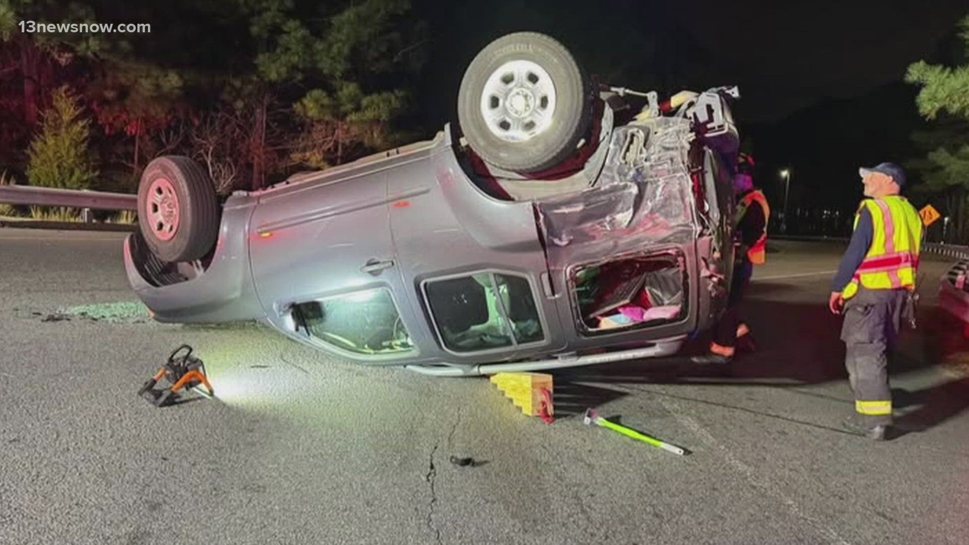1 injured in Suffolk overturned vehicle crash | 13newsnow.com