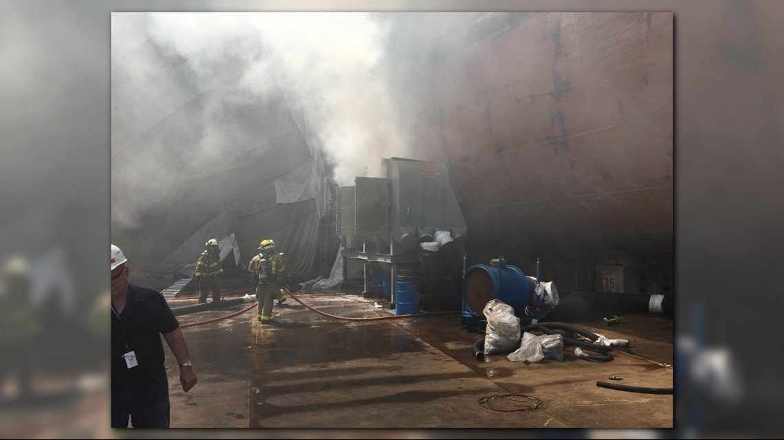 PHOTOS: Fire near USS Mesa Verde in dry dock | 13newsnow.com