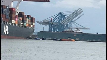 Cargo containers fall off ship into river at NIT | 13newsnow.com