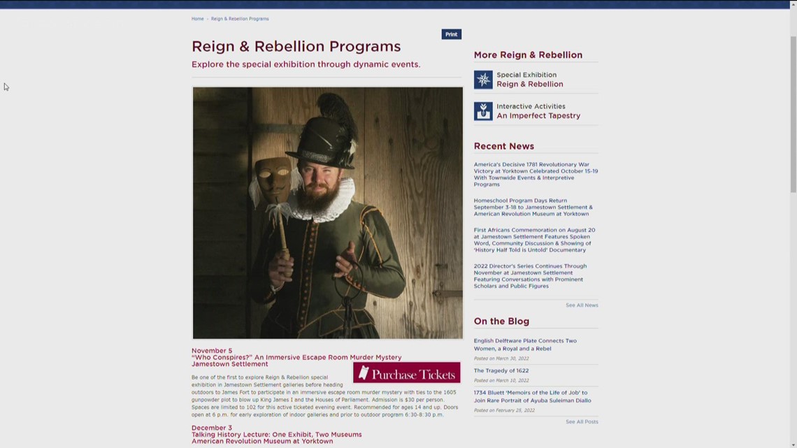 Jamestown Settlement holds escape room murder-mystery event | 13newsnow.com