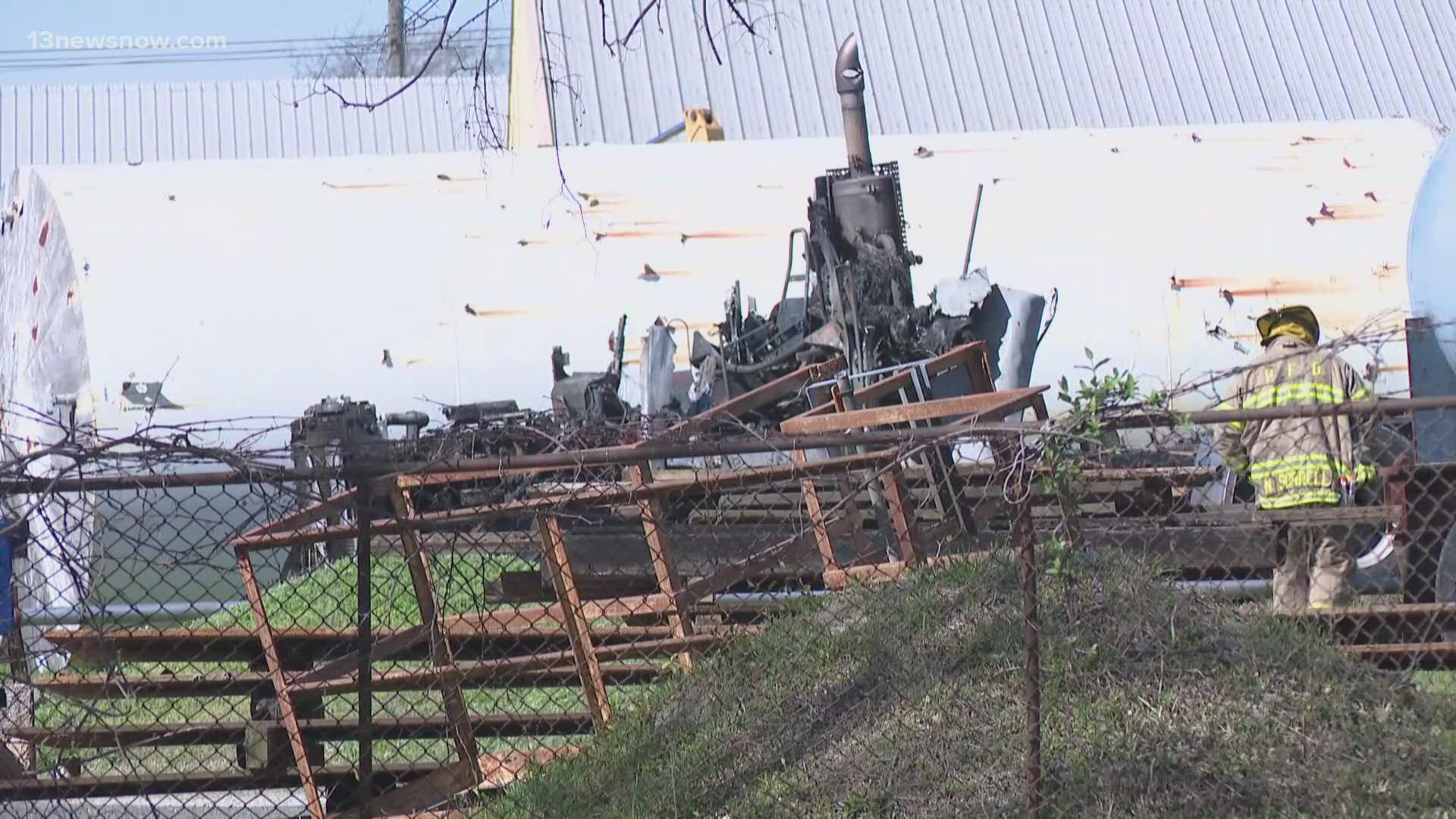 Video: Tractor-trailer catches fire in Portsmouth | 13newsnow.com