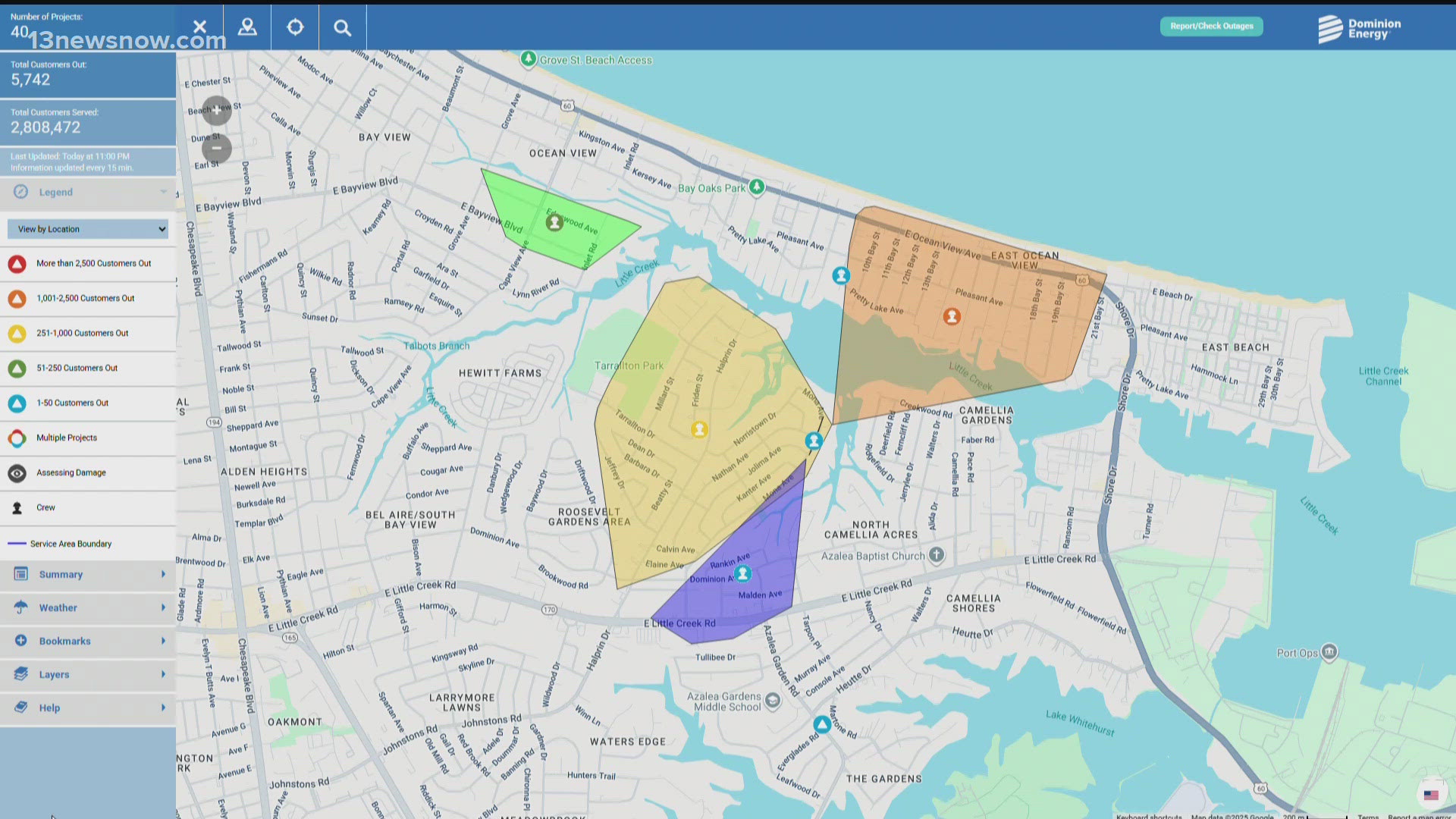 Power outage hits nearly 4,000 in East Ocean View, Norfolk | 13newsnow.com