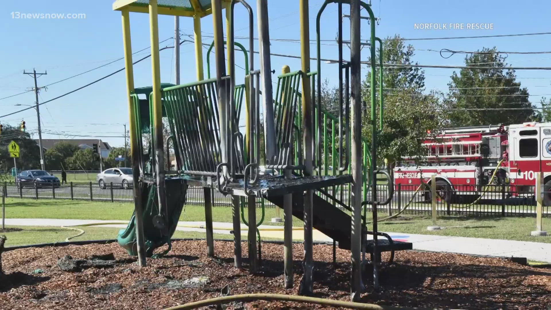 Neighborhood playground destroyed by fire | 13newsnow.com