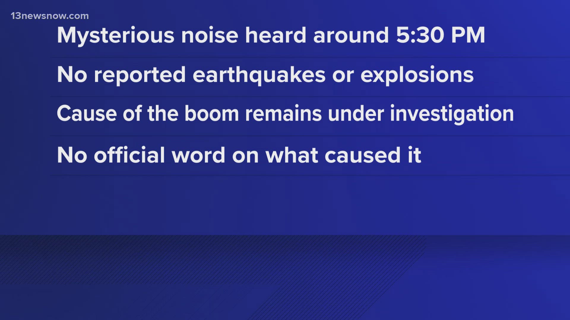 Hampton Roads residents puzzled by mysterious Sunday evening boom ...