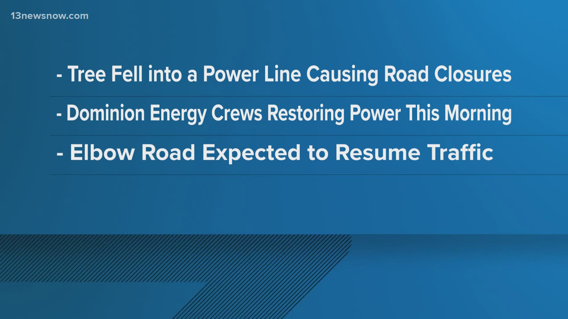 Elbow Road closed after fallen tree damages power lines causing outage ...