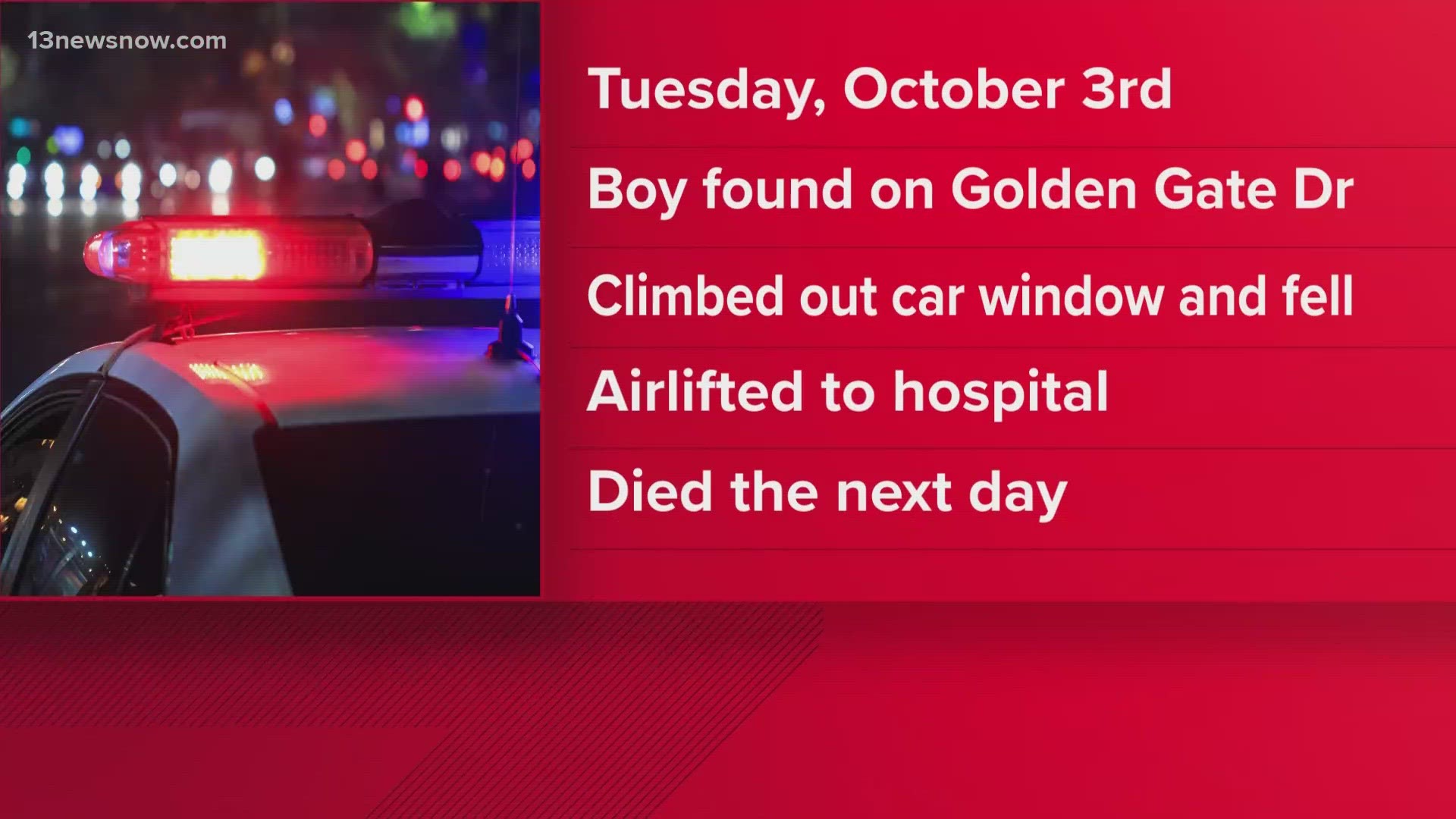 8-year-old boy dies in Hampton after climbing out of car window, police ...