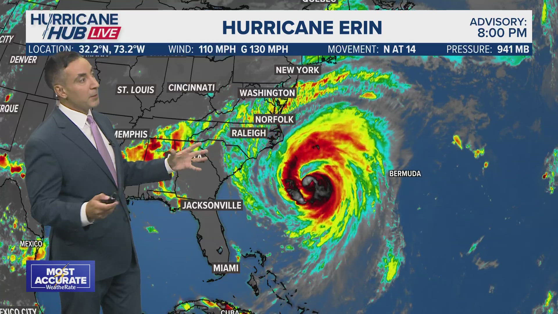 Hurricane Erin strengthens as East Coast begins to feel effects ...