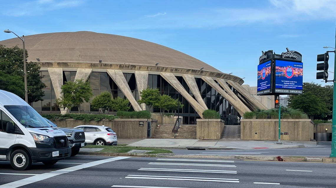 Norfolk's Scope Arena undergoing roof repairs, resurfacing | 13newsnow.com