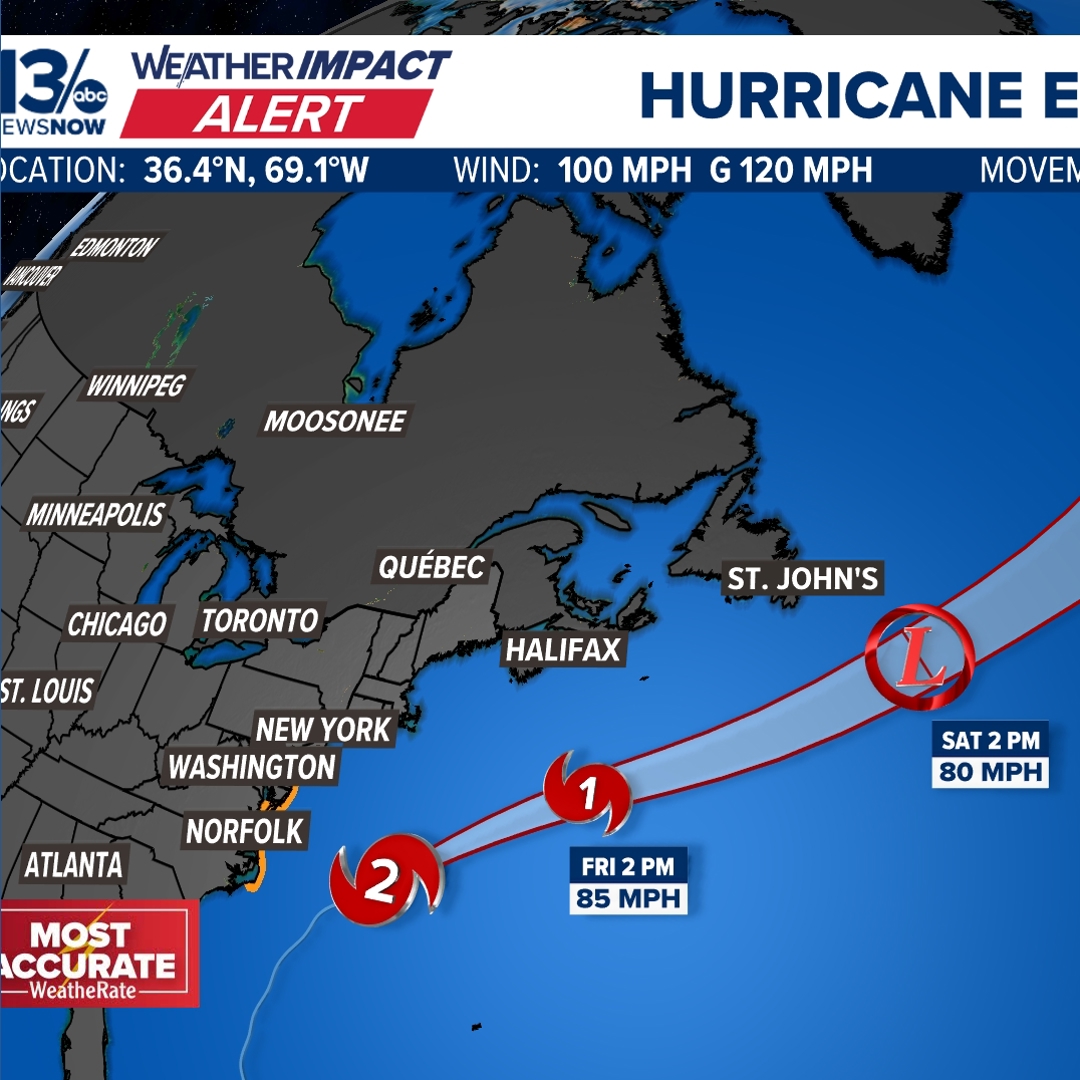 Hurricane Tracker: Erin moves out; Fernand could form | 13newsnow.com