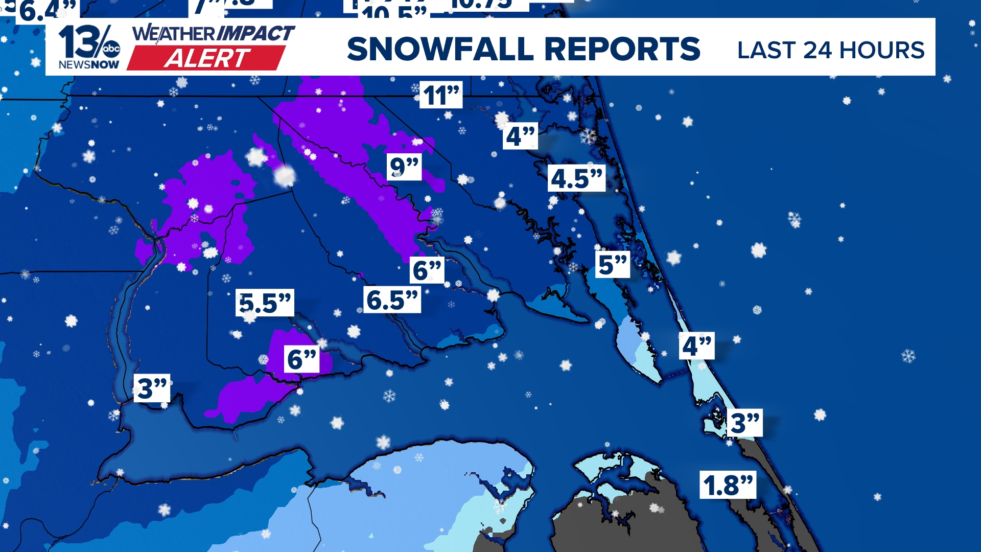 Snow totals: How much snow fell in Virginia, North Carolina | 13newsnow.com