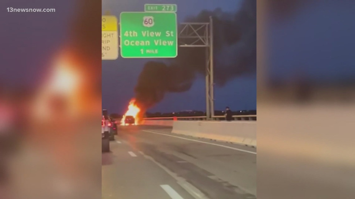 Car fire on I-64 Norfolk | 13newsnow.com