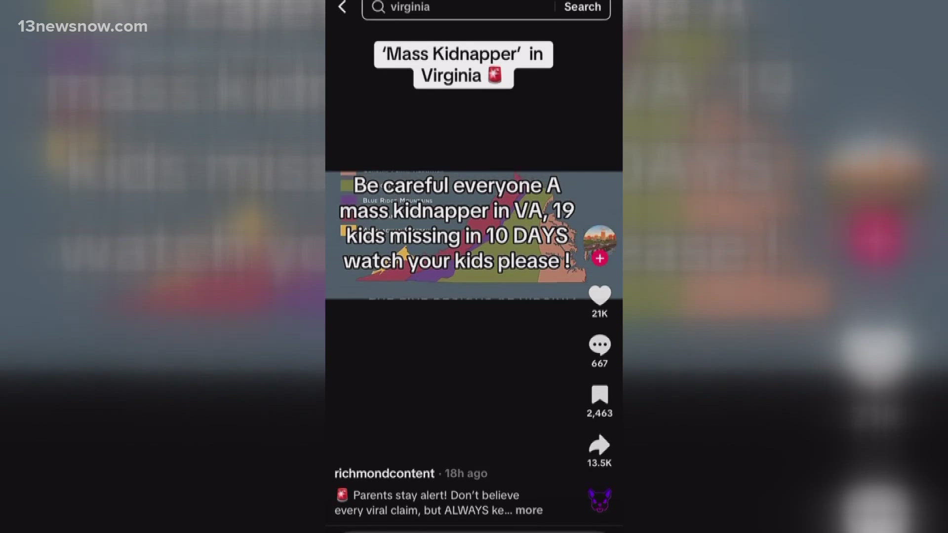 Virginia mass kidnapping rumors are fake, police say | 13newsnow.com