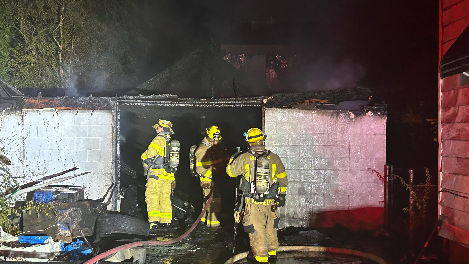 Detached garage catches fire in Norfolk, officials say | 13newsnow.com