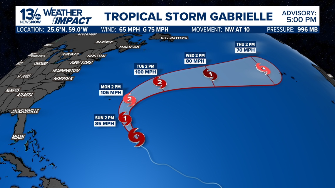 The latest on Tropical Storm Gabrielle, soon to be the second hurricane ...