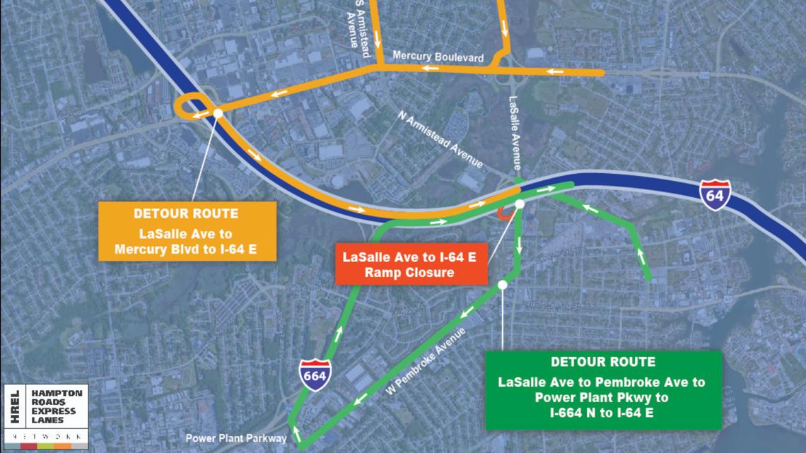 Long-term on-ramp closure on I-64 in Hampton to begin as early as Nov ...