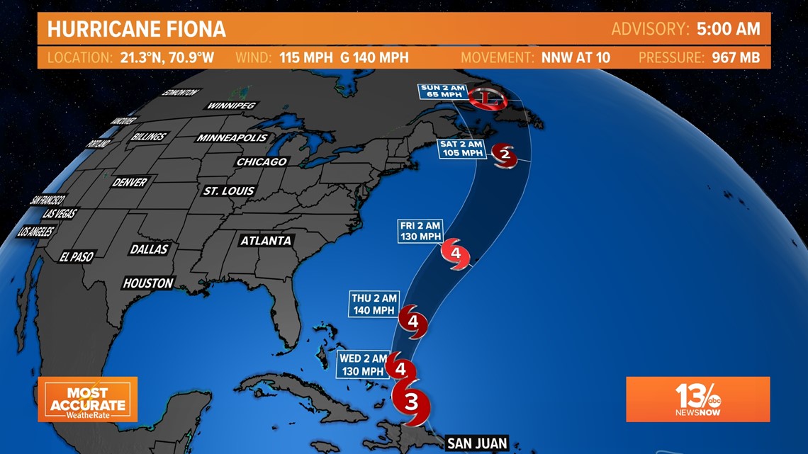 Hurricane Fiona becomes Category 4 storm, 1st major hurricane | 13newsnow.com