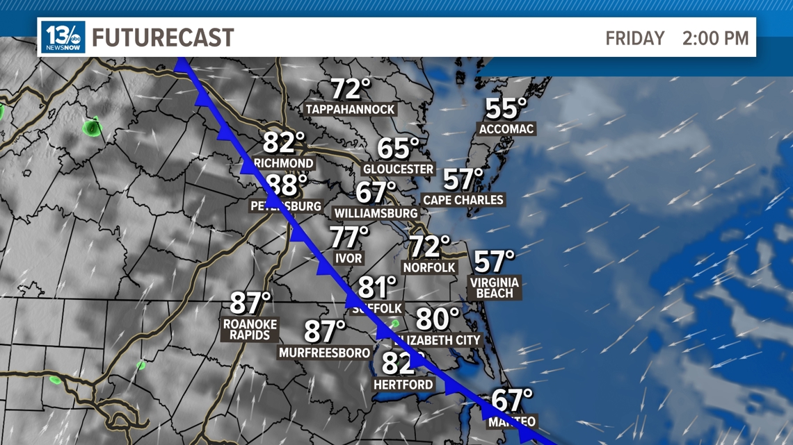 Friday afternoon could bring 30-degree temperature difference across ...