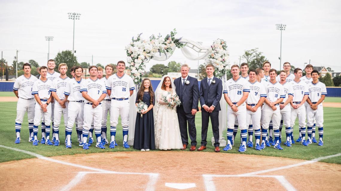 CNU baseball coach marries love of his life at home plate of Captains ...