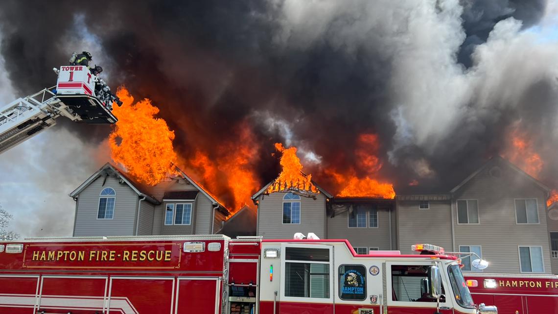 Large-scale condo fire causes partial collapse in Hampton: 4 injured ...
