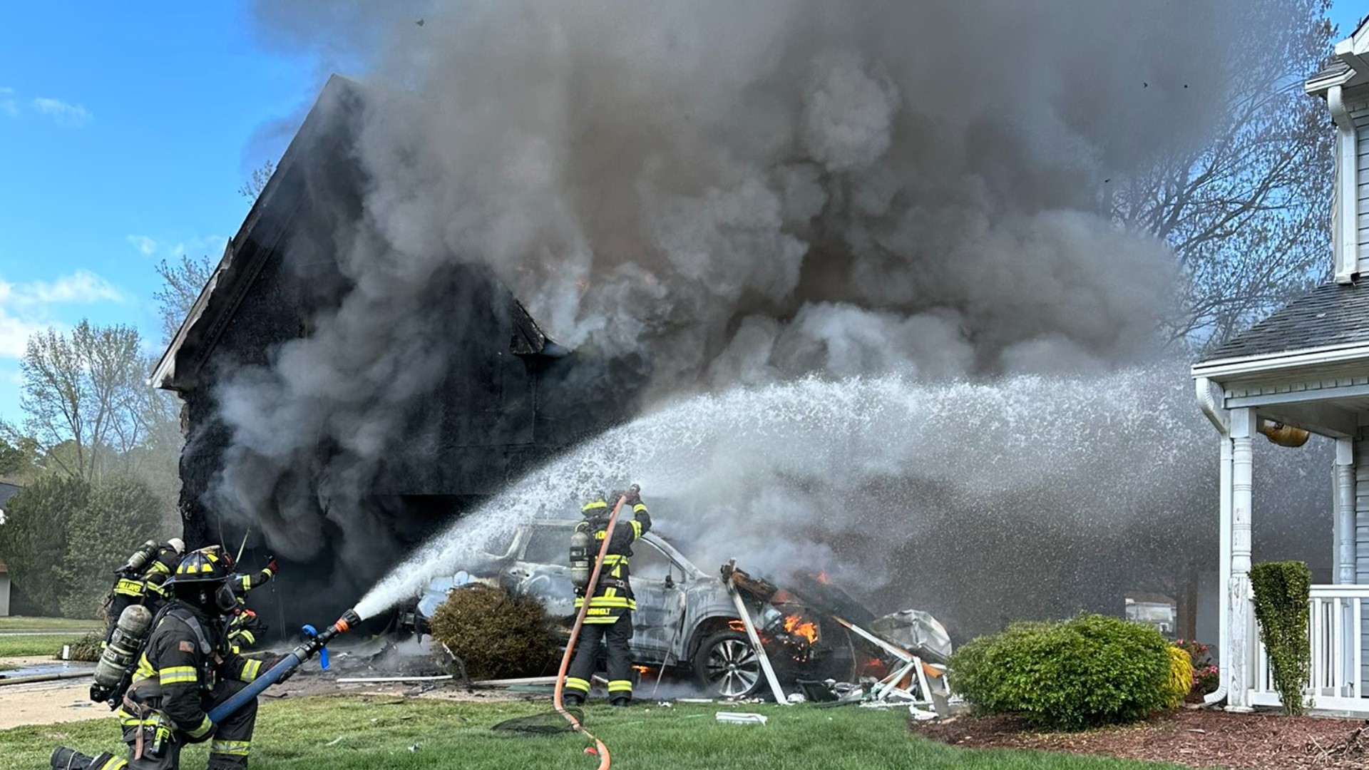Fire erupts after car crashes into home in Hampton | 13newsnow.com