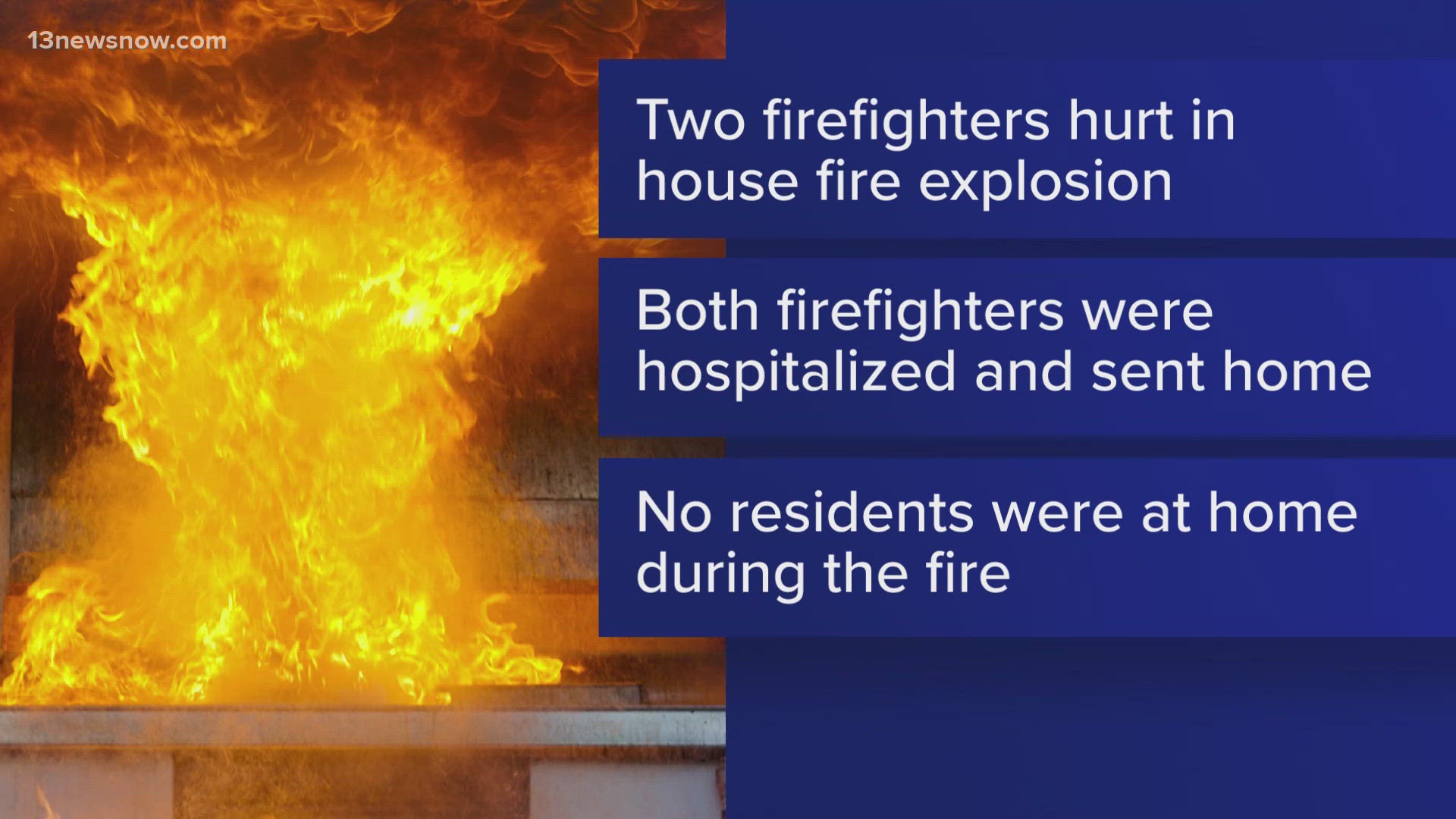 2 firefighters hurt after house fire explosion in Hertford County ...