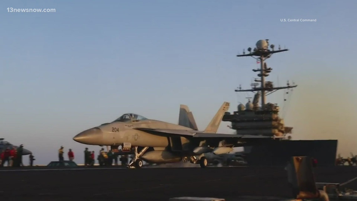 Fighter jet falls overboard off USS Truman in Red Sea | 13newsnow.com