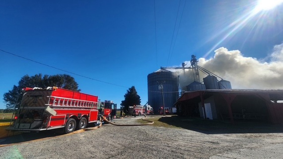 Currituck Crews fighting fire in the grain dryer | 13newsnow.com