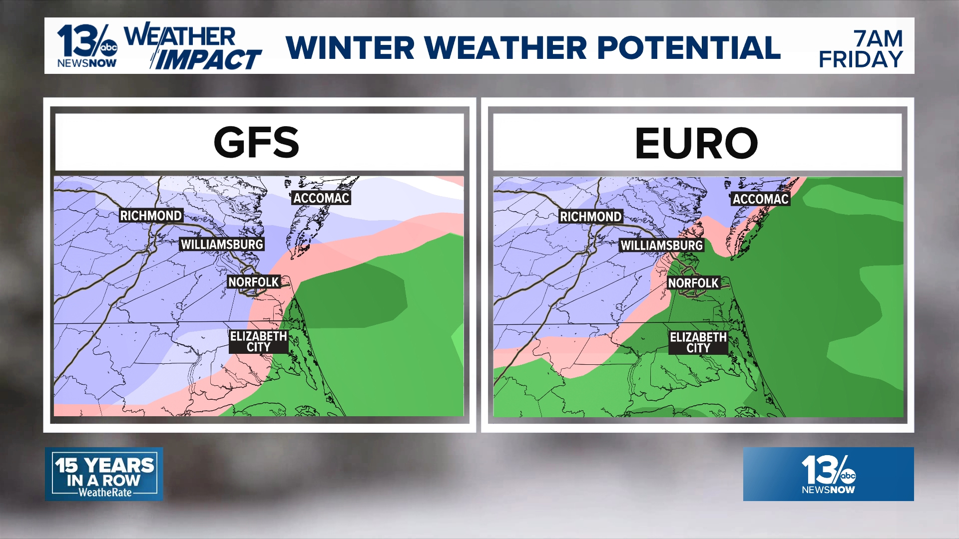 Wintry weather risk grows for inland Virginia on Friday; rain more ...