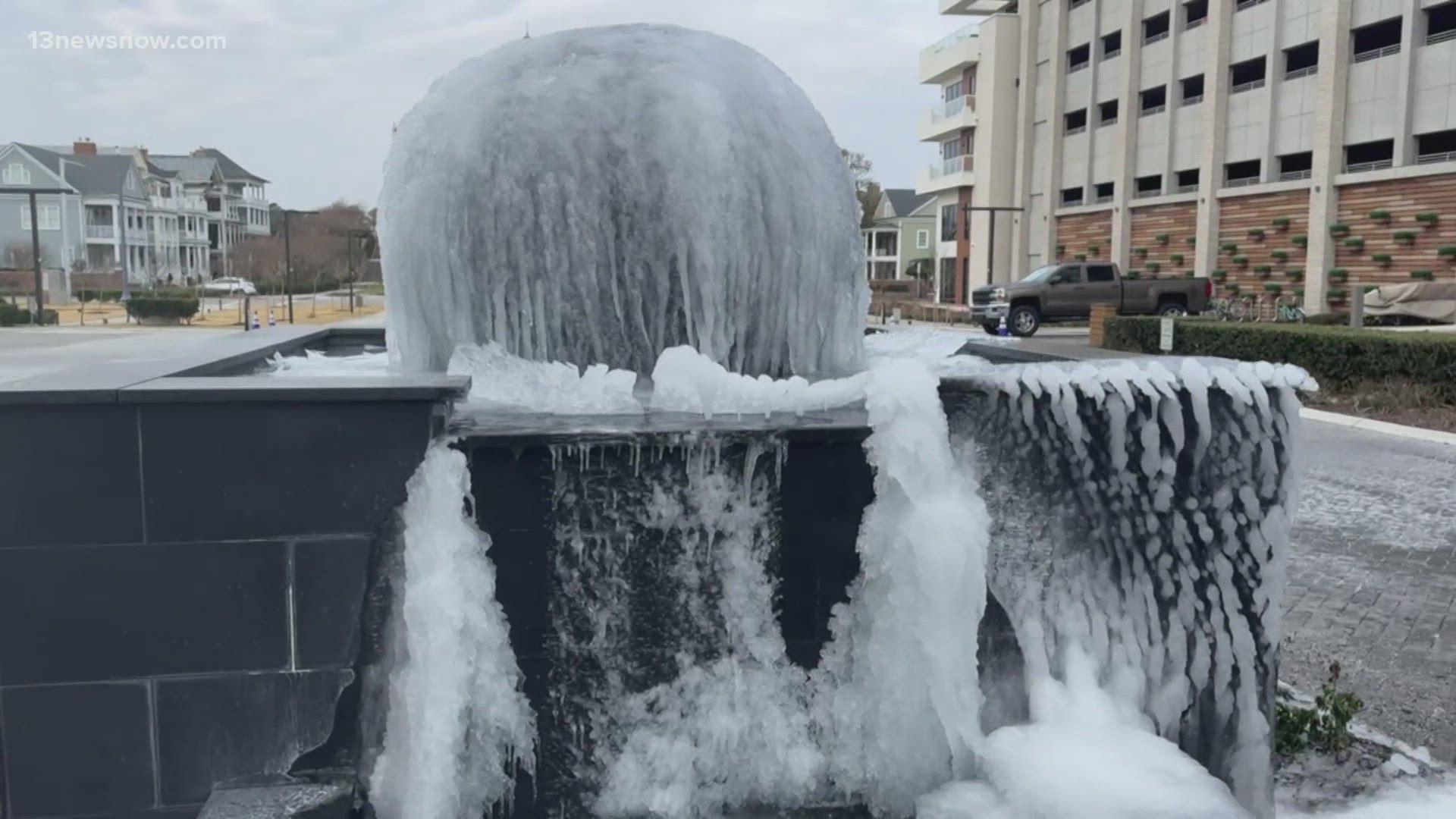 Virginia Beach fountain frozen over | 13newsnow.com