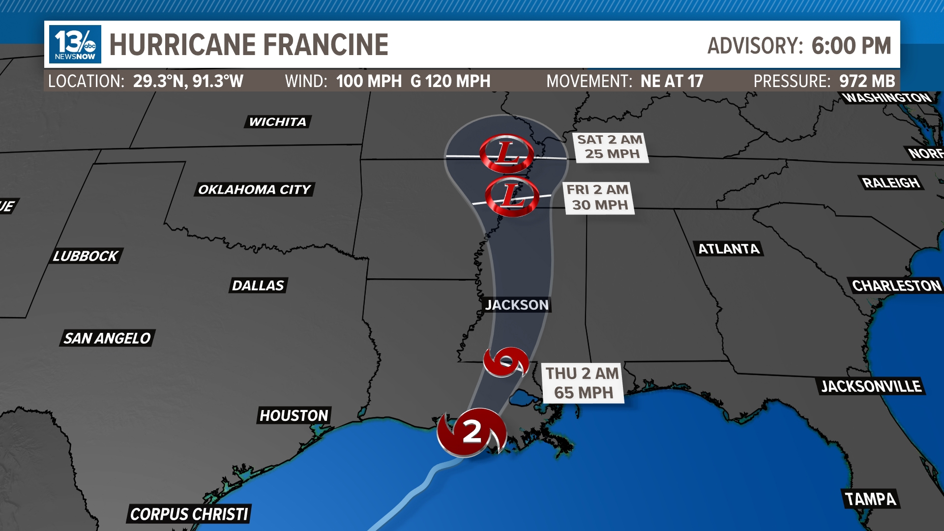 Tropical Storm Update: Francine forms in Gulf of Mexico | 13newsnow.com