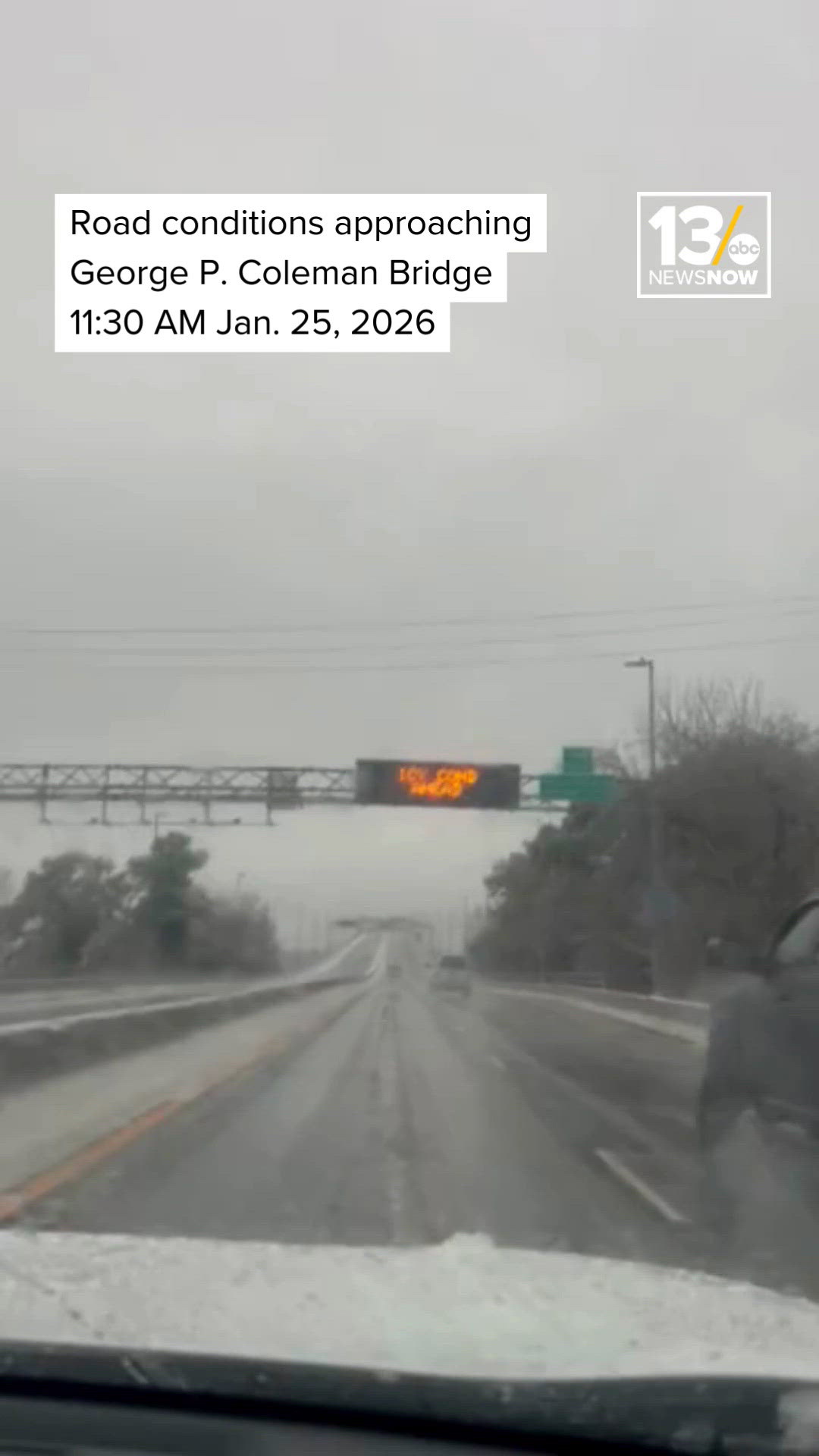 Road conditions approaching George P. Coleman Bridge | 13newsnow.com