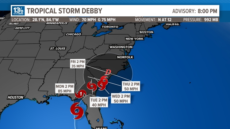 Tracking Tropical Storm Debby: Latest Hurricane Center update ...